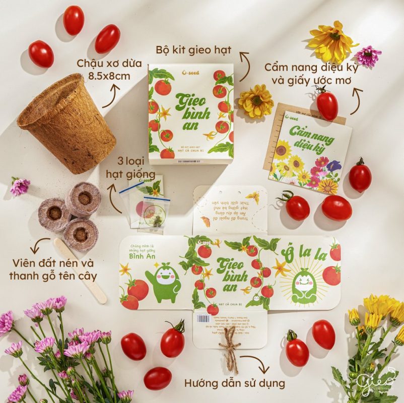 Bộ kit gieo hạt - Gieo bình an - Hạt cà chua bi - Trao Group - Cho đi ...